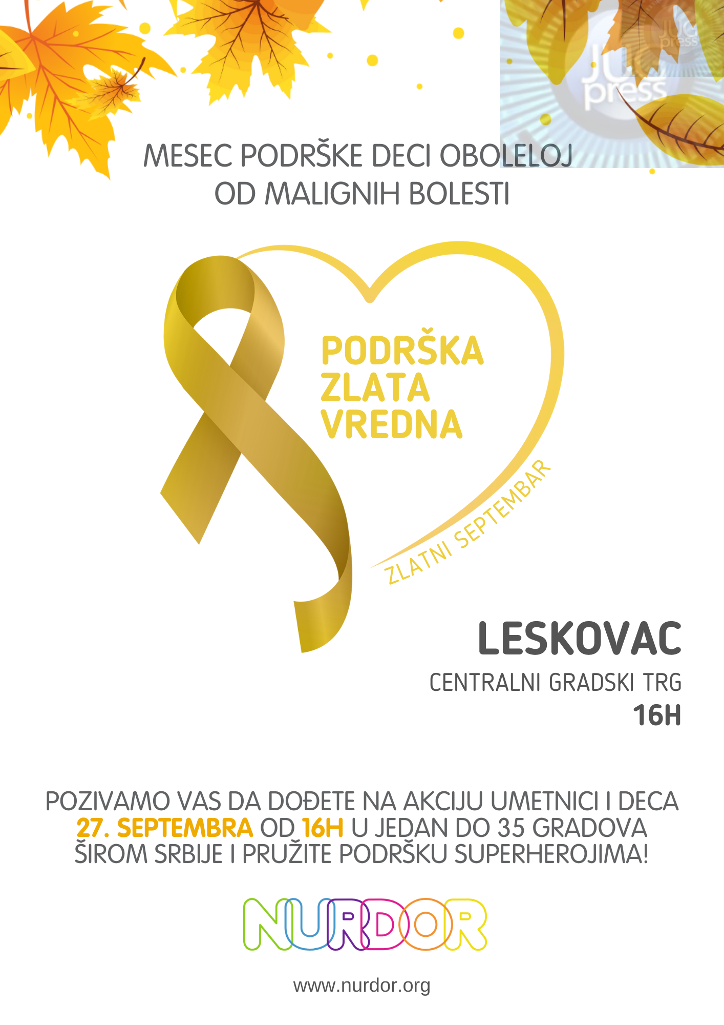 NURDOR: Zlatni septembar, podrška deci oboleloj od malignih bolesti ...